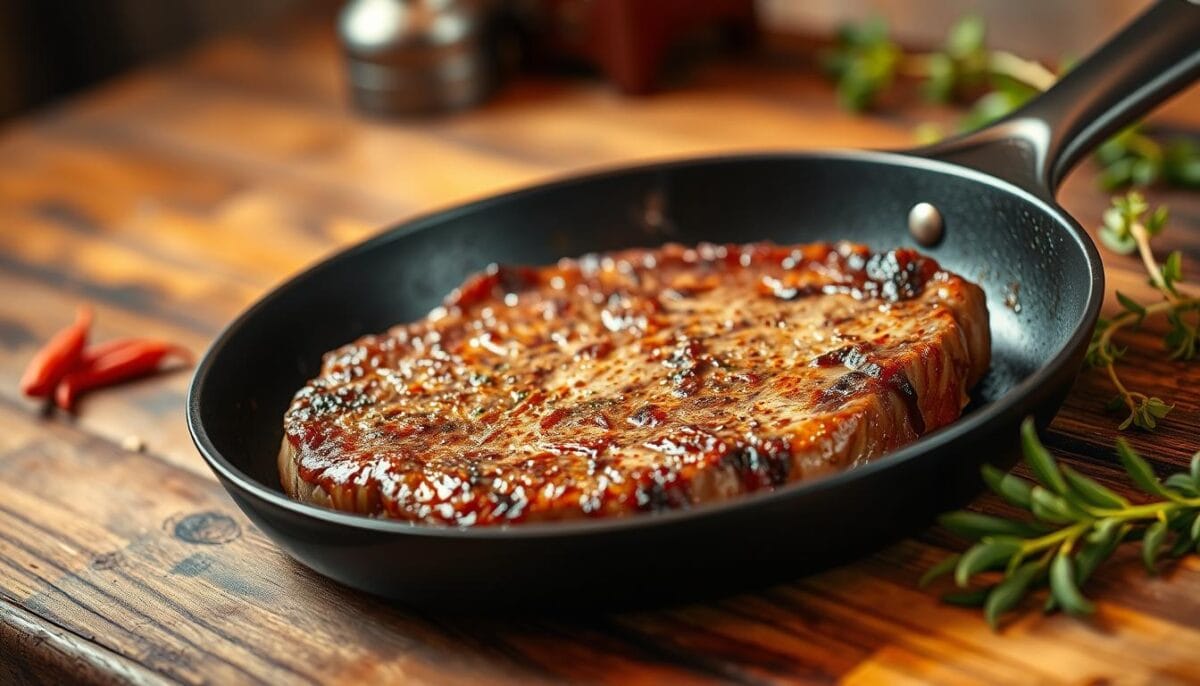 Perfectly Pan-Seared Round Steak Recipe in under 15 minutes.